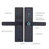 China Durable Luxury Fingerprint Handle Door Lock 60mm With Camera for sale