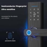 China Durable Luxury Fingerprint Handle Door Lock 60mm With Camera for sale