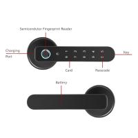 China Stainless Steel Smart Handle Door Lock RFID Card Fingerprint Door Handle Lock for sale