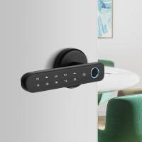 China Stainless Steel Smart Handle Door Lock RFID Card Fingerprint Door Handle Lock for sale