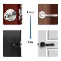 China Stainless Steel Smart Handle Door Lock RFID Card Fingerprint Door Handle Lock for sale