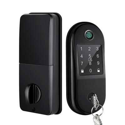 China Bluetooth Smart Deadbolt Door Lock Black Ttlock Digital Door Lock for sale