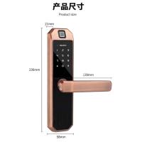 China Red Bronze Fingerprint Smart Door Locks Zinc Alloy With Handles for sale