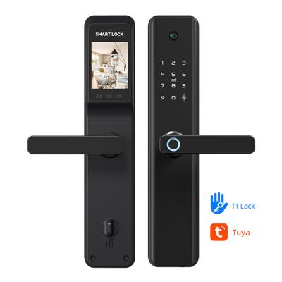China Red Bronze Smart Camera Door Lock Intelligent Keyless Lock With Camera for sale