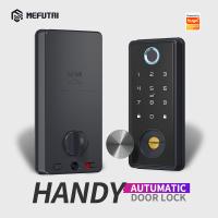China 60mm Fingerprint Handle Lock Silver Biometric Deadbolt Lock For Office for sale