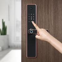 China ODM Wifi Deadbolt Door Lock Tempered Glass Black Keypad Door Lock for sale
