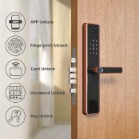 China ODM Wifi Deadbolt Door Lock Tempered Glass Black Keypad Door Lock for sale