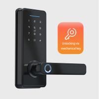 China 180mm Smart Deadbolt Door Lock Tuya Version Fingerprint Handle Lock for sale
