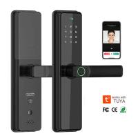 China Wireless Smart Door Lock With Camera Tuya Wifi App Digital Fingerprint Automatic Biometric Rfid Card for sale