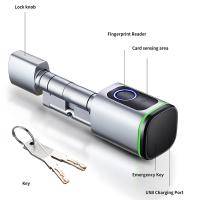 China Tuya Ttlock Smart Cylinder Door Lock Biometric Euro Standard Electronic Fingerprint Smart Card Unlock for sale