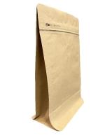 China Coffee Kraft Paper Packaging Pouch Heat Seal Flat Bottom With Valve for sale