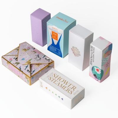 China Customized Square Paperboard Anto Tuck End Bottom Box For Eyelas Packaging Purple Color for sale