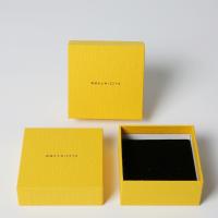 China Branded Rigid Yellow Square Gift Box Jewelry Cardboard Boxes With Lid And Base for sale