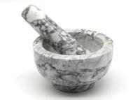 China Solid Marble Stone Mortar And Pestle Polished For Herb Spice Grinding for sale