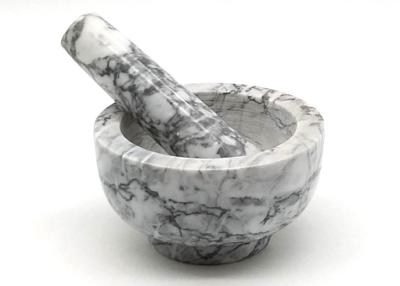 China Solid Marble Stone Mortar And Pestle Polished For Herb Spice Grinding for sale