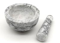 China Solid Marble Stone Mortar And Pestle Polished For Herb Spice Grinding for sale