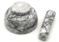 China Solid Marble Stone Mortar And Pestle Polished For Herb Spice Grinding for sale