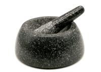 China Polished Round Stone Mortar And Pestle Set Natural Granite For Grinding Herbs for sale