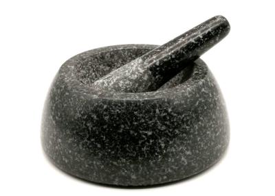 China Polished Round Stone Mortar And Pestle Set Natural Granite For Grinding Herbs for sale