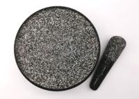 China Polished Round Stone Mortar And Pestle Set Natural Granite For Grinding Herbs for sale