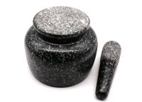 China Natural Granite Stone Mortar And Pestle Set Polished Surface For Herbs Spices for sale