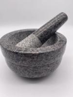 China Kitchenware Natural Granite Stone Mortar And Pestle For Herb Spice for sale