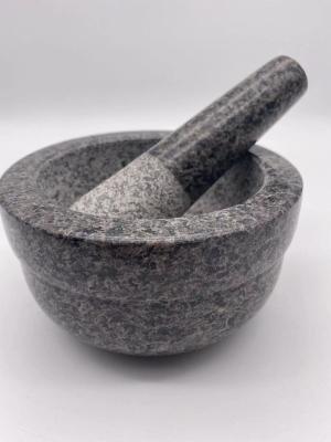 China Kitchenware Natural Granite Stone Mortar And Pestle For Herb Spice for sale