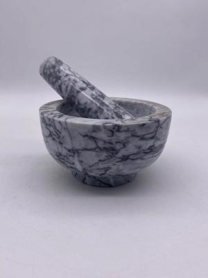 China Natural Solid Marble Stone Mortar And Pestle Moisture Resistant for sale