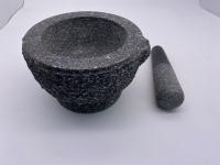 China Marble Granite Stone Mortar And Pestle Rough Smooth Inside Pitted Outside for sale