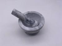 China Natural Marble Round Stone Mortar And Pestle Dia 11.5cm H 6.5cm for sale