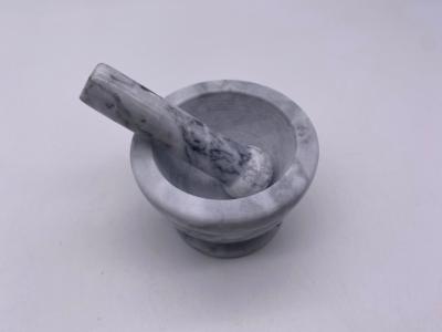 China Natural Marble Round Stone Mortar And Pestle Dia 11.5cm H 6.5cm for sale