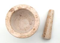China 4 Inch Stone Mortar And Pestle Natural Marble With Set Beige Color for sale