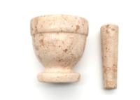 China 4 Inch Stone Mortar And Pestle Natural Marble With Set Beige Color for sale