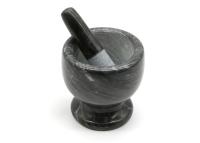 China Black Marble Stone Mortar And Pestle Set For Spices Grinder Moisture Resistant for sale