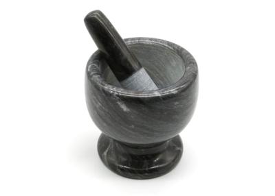 China Black Marble Stone Mortar And Pestle Set For Spices Grinder Moisture Resistant for sale
