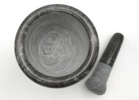 China Black Marble Stone Mortar And Pestle Set For Spices Grinder Moisture Resistant for sale