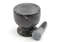 China Black Marble Stone Mortar And Pestle Set For Spices Grinder Moisture Resistant for sale