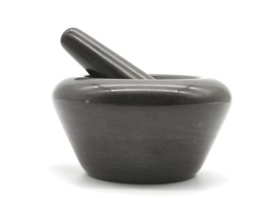 China 15cm Round Marble Stone Mortar And Pestle Set Kitchen Grinder Tool for sale