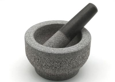 China Natural Pitted Granite Stone Mortar And Pestle Set Kitchen Tool Guacamole Bowl for sale