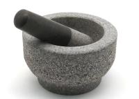 China Pitted Surface Heavy Granite Stone Mortar And Pestle Set Molcajete Guacamole Bowl Grinder for sale