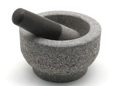 China Pitted Surface Heavy Granite Stone Mortar And Pestle Set Molcajete Guacamole Bowl Grinder for sale
