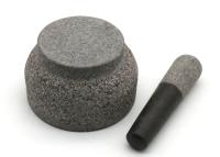 China Pitted Surface Heavy Granite Stone Mortar And Pestle Set Molcajete Guacamole Bowl Grinder for sale