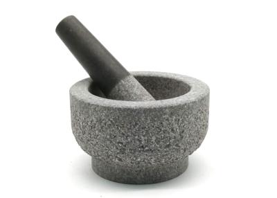 China Heavy Duty Stone Mortar And Pestle Set For Guacamole Pesto Herb Granite Grinder Bowl for sale