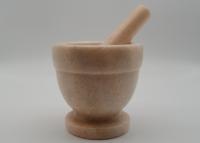 China Natural Marble Spice Mortar And Pestle Orange Diameter 10.8cm Height 10.5cm for sale