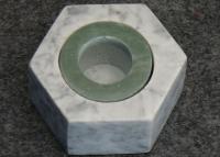 China Hexagon Shape Stone Candle Holders , Marble T Light Candle Holders 6x7.2x3.5cm for sale