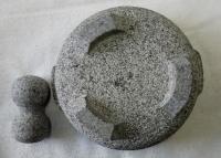 China Food Safe Stone Mortar And Pestle Molcajete Guacamole With Handles for sale