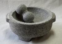 China Food Safe Stone Mortar And Pestle Molcajete Guacamole With Handles for sale