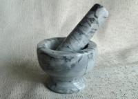 China Household Stone Mortar And Pestle , Solid Marble Stone Bowl With Masher for sale