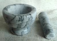 China Household Stone Mortar And Pestle , Solid Marble Stone Bowl With Masher for sale