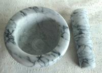 China Household Stone Mortar And Pestle , Solid Marble Stone Bowl With Masher for sale